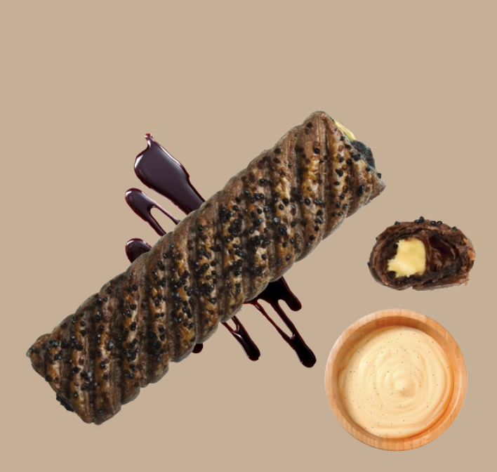 Krokante Chocolade Bladerdeeg Stang Gevuld Met Vanille-chocolade 60x100 ...